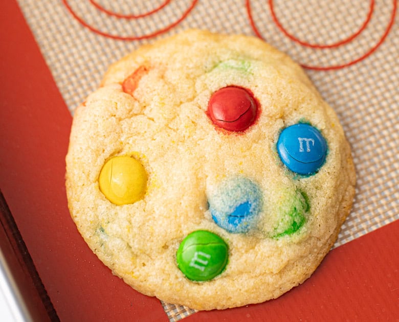Chewy Sugar Cookies with M&Ms (Bakery Style Recipe) - One Bowl Bakery