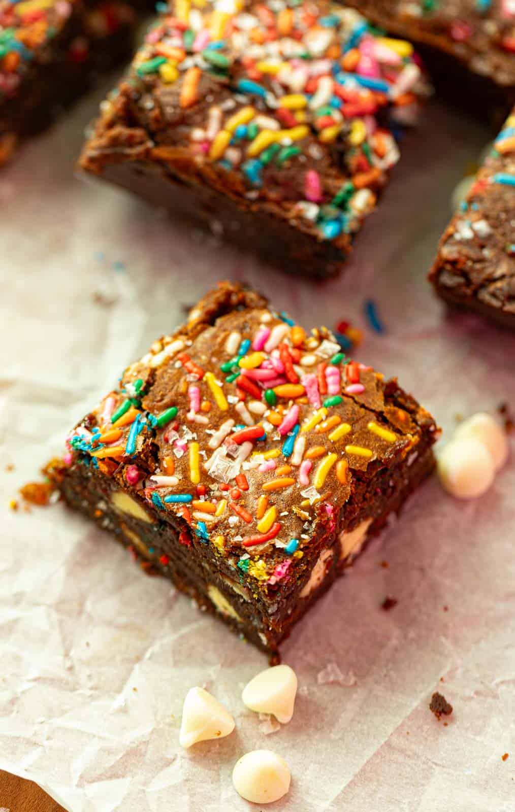 Fudgy Funfetti Brownies (Sprinkle Brownie Recipe) - One Bowl Bakery